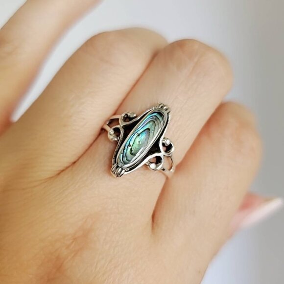 Jewelry | Sterling Silver Abalone Ring Womens Ring Minimalist Ring Genuine Abalone | Poshmark